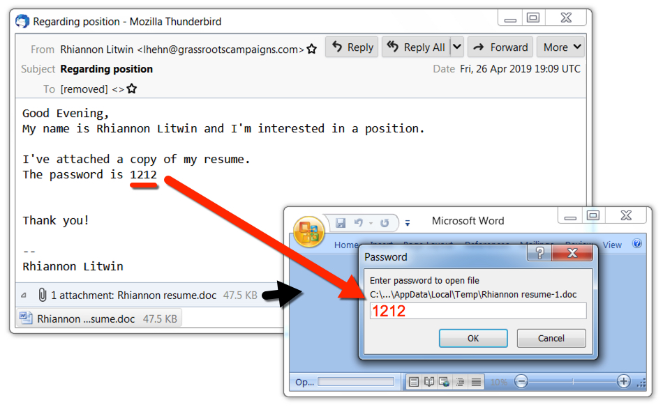 Malware Traffic Analysis 2019 05 01 Malspam With Password protected Word Doc Pushes IcedID